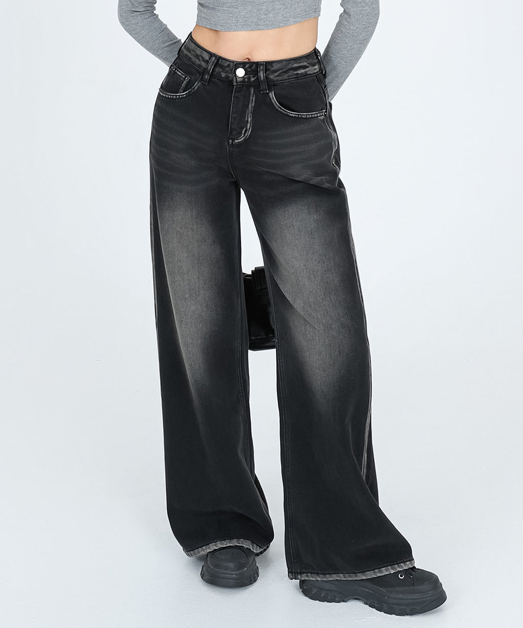 vintage like wide leg denim pants – SUWDEE
